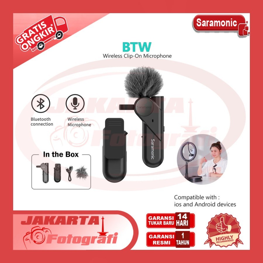 Jual Saramonic BTW Wireless Bluetooth Clip-On Microphone | Shopee Indonesia