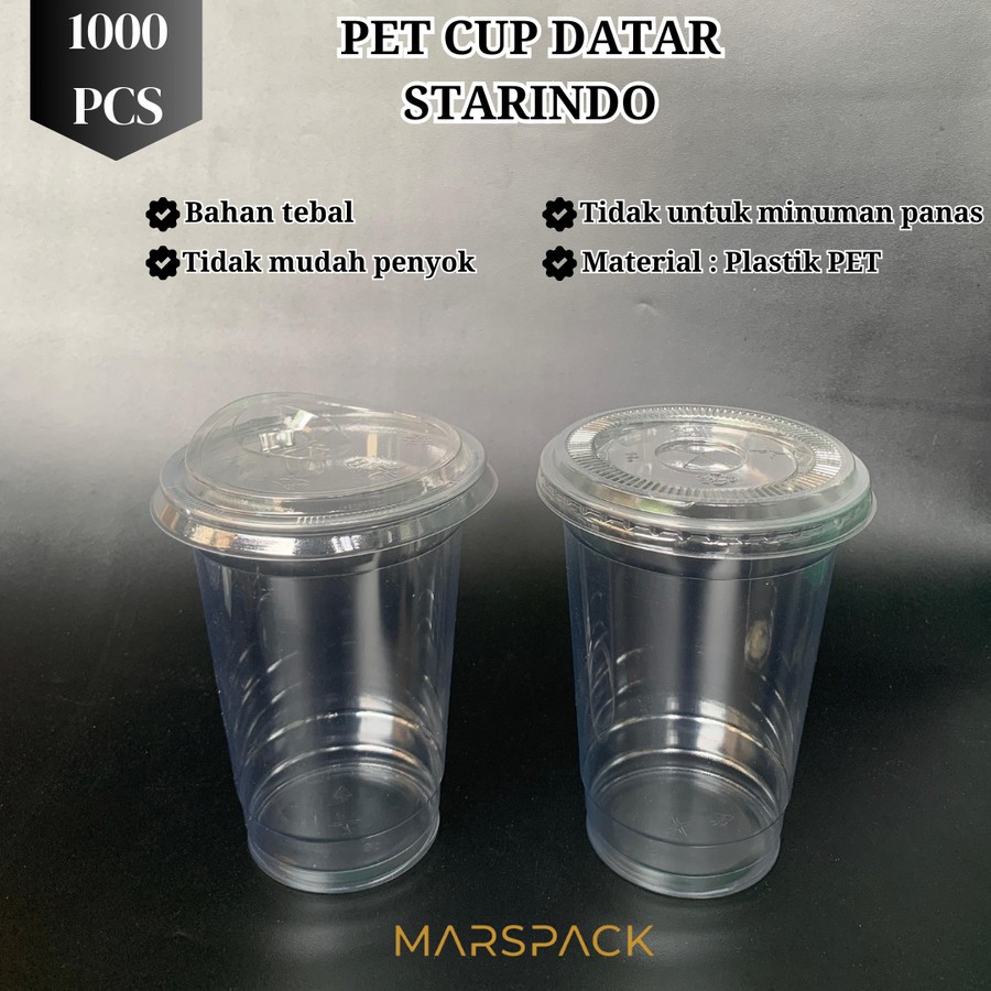Jual Cup Pet Datar 16oz 500ml & Tutup - Cup Plastik Pet - Minimal Order ...