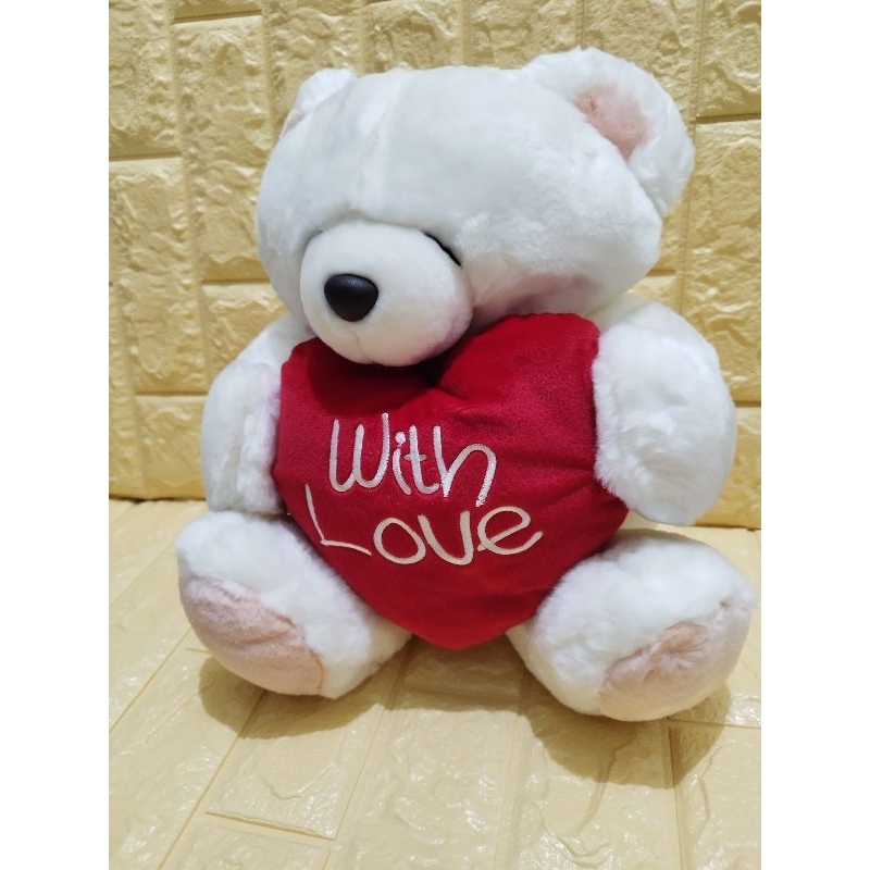 Jual Boneka love jumbo lucu bear putih pokemon bear merah dan bantal ...
