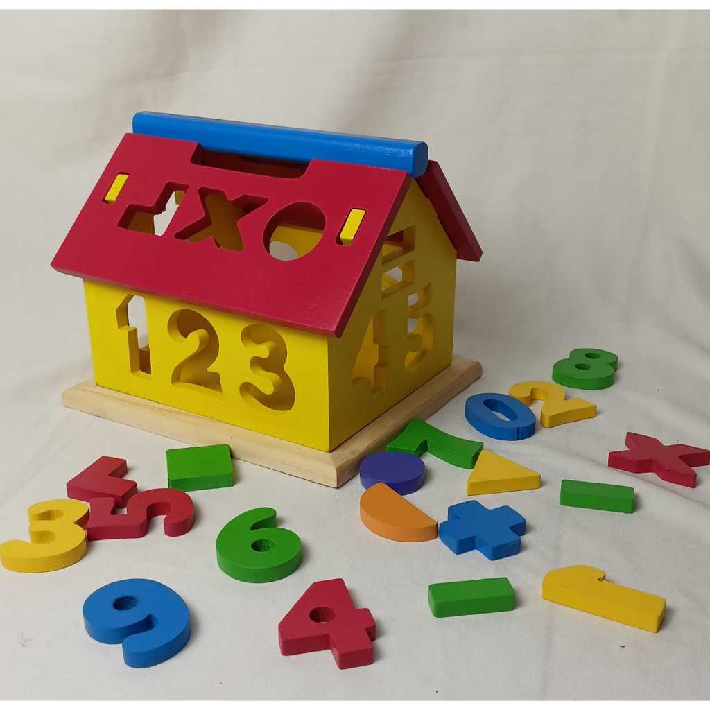 Jual APE Rumah Angka Geometri Warna Mainan Kayu Edukasi Anak Montessori ...
