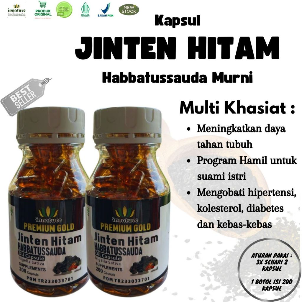 Jual Kapsul Habbatussauda Jintan Hitam oil Murni INNATURE Isi 200 ...