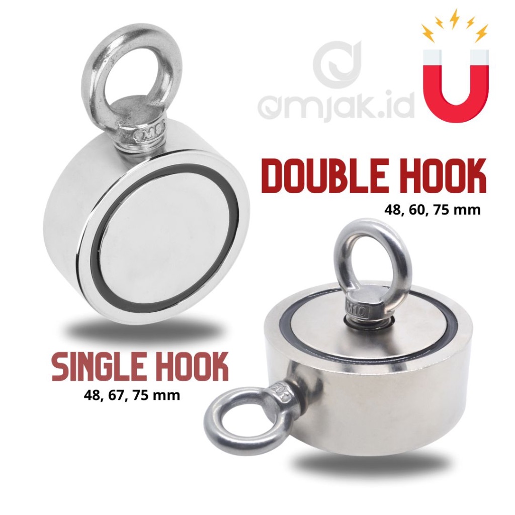 Jual MAGNET KUAT Neodymium DUA SISI Strong Model Hook Bulat 48-75mm ...