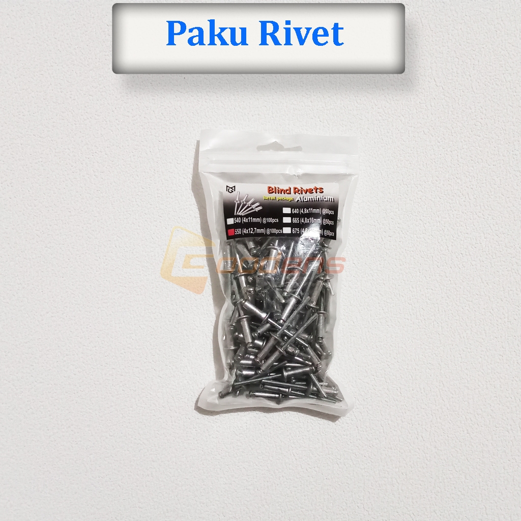 Jual Paku Rivet Paku Keling 550 4x12,7mm Isi 100 pcs | Shopee Indonesia