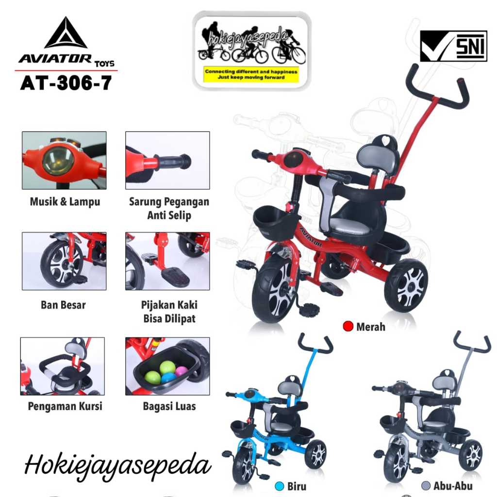 Jual Sepeda Anak RODA TIGA AVIATOR 306-7 sepeda stroller fitur MUSIK ...