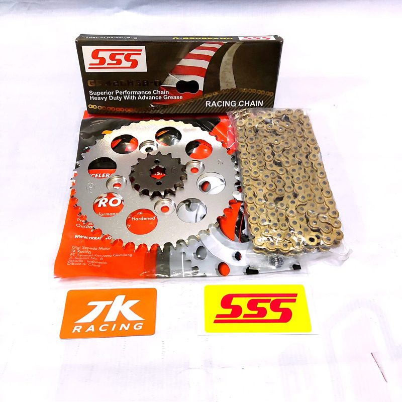 Jual Gear Set TK 428 GSX R 150 / S 150 & Rantai SSS 428 HSBT 130L Gold | Shopee Indonesia
