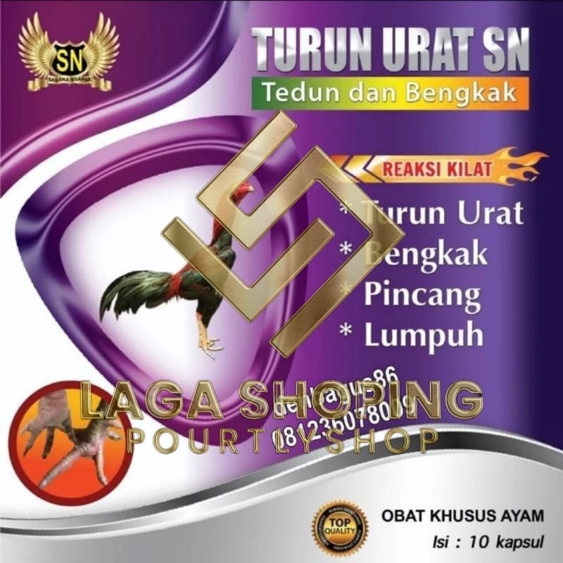 Jual TURUN URAT SN isi 10 cap obat ayam herbal jamu kaki ayam tedun ...