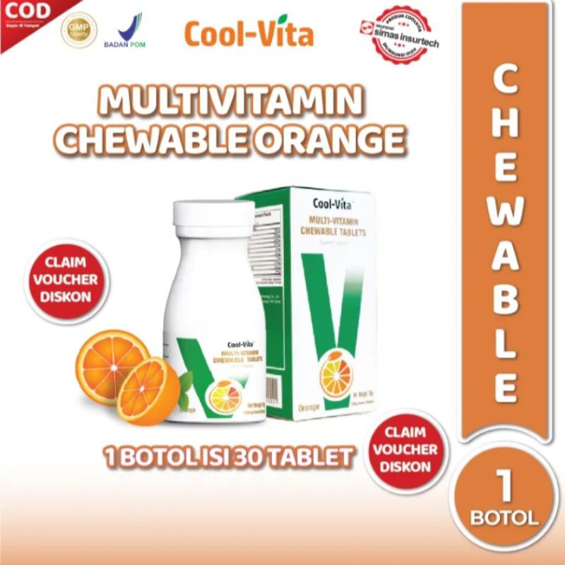 Jual Cool Vita multivitamin chewable orange suplemen makanan isi 30 ...