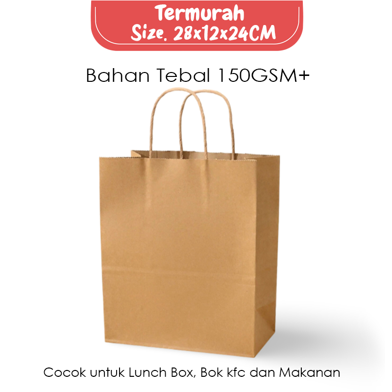 Jual (TALI KERTAS) Paper Bag Kado Lunch Box Uk. 28x12x24 CM / Paper Bag ...