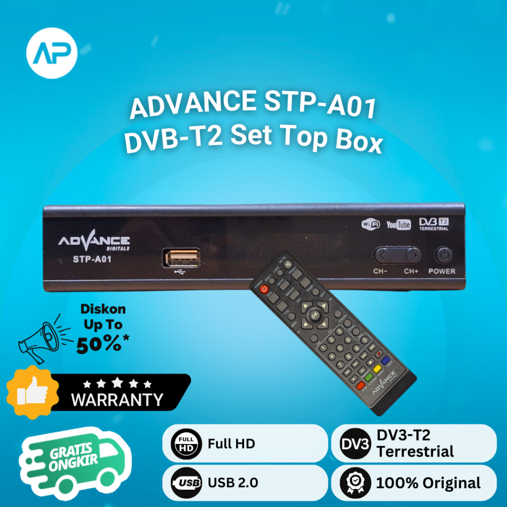 Jual ADVANCE Set Top Box / STB DVB-T2 STP-A01 Penerima Sinyal TV Digital | Shopee Indonesia