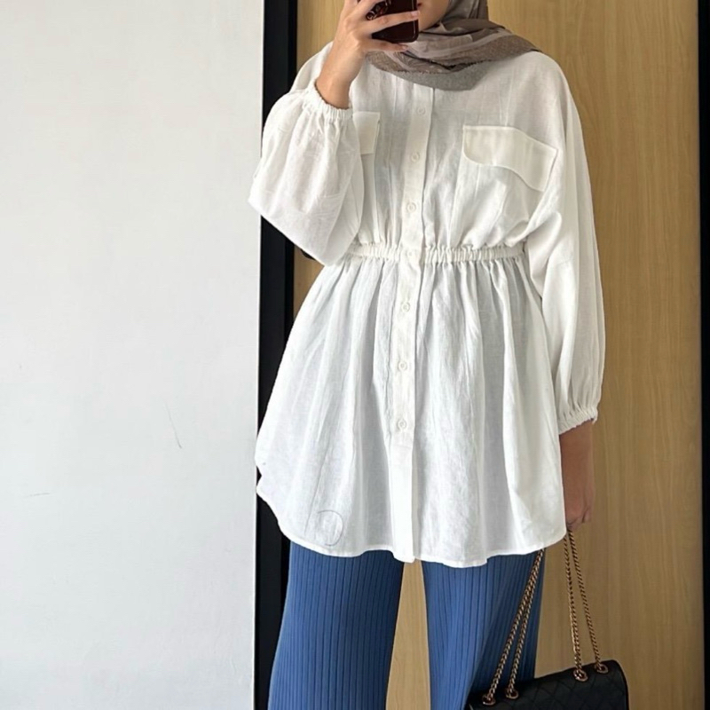 Jual NUMY WRINGKLE LONG SHIRT by Yellowfacy || BAJU LINEN KEMEJA LINEN ...