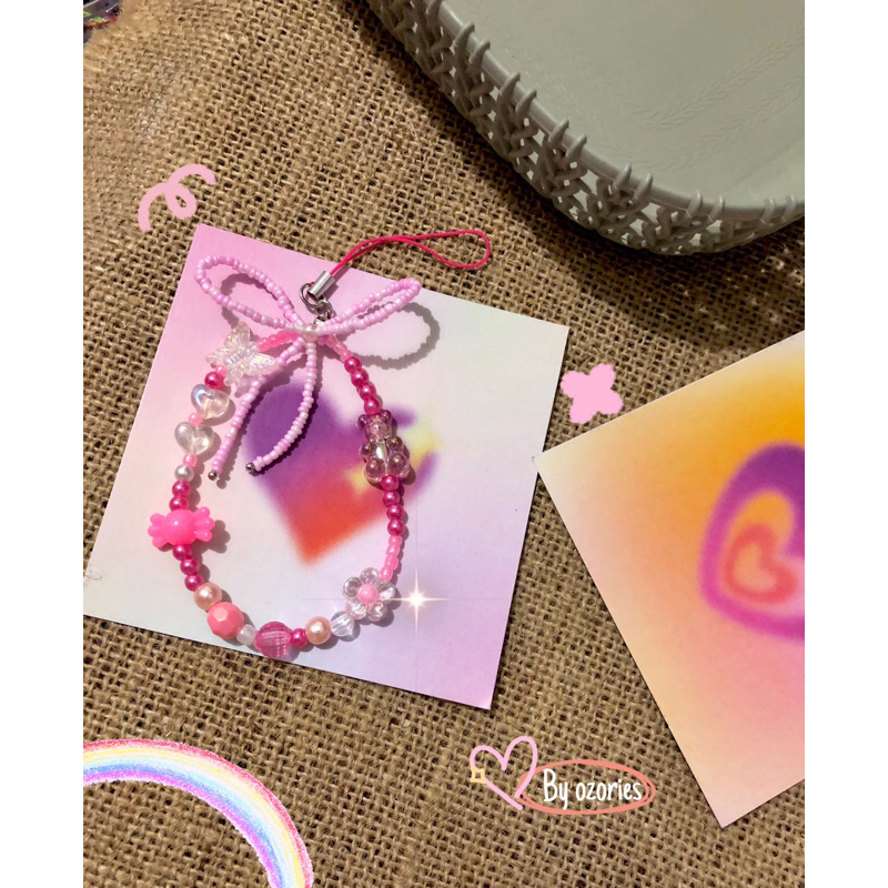 Jual phone strap aesthetic / phone strap pink / gantungan Hp Manik ...