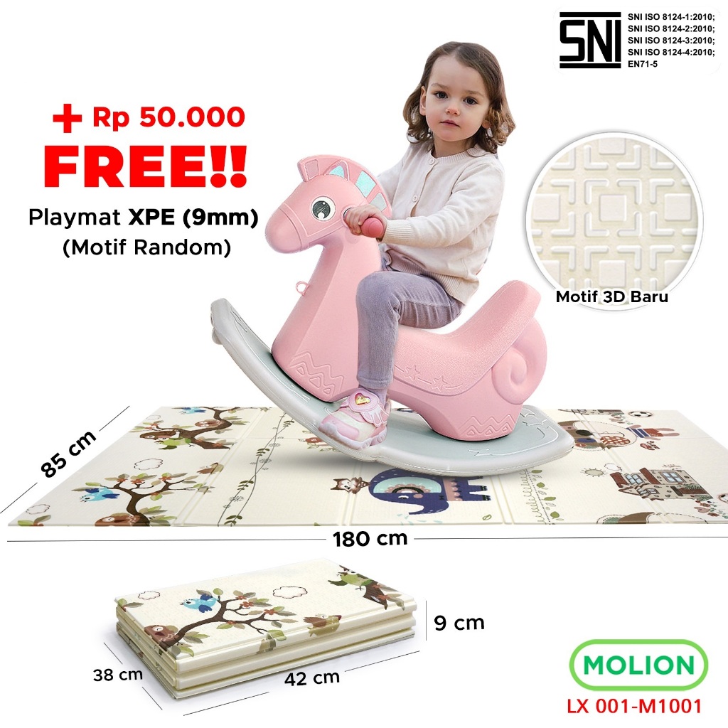 Jual MOLION SNI Mainan Kuda Kudaan Rocking Horse 3in1 Mainan Anak ...