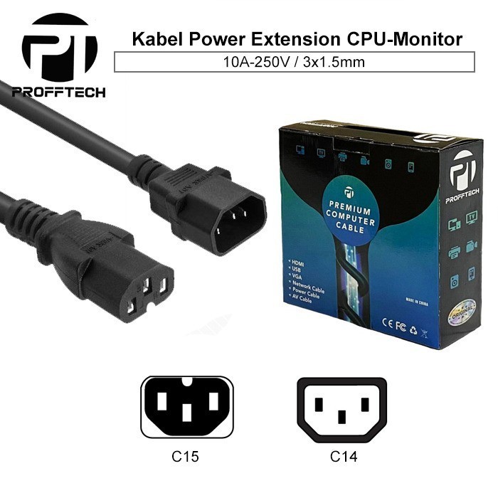 Jual Kabel Power Cpu-Monitor. C13 - C14. Garansi 2 Thn. - 5 Meter ...