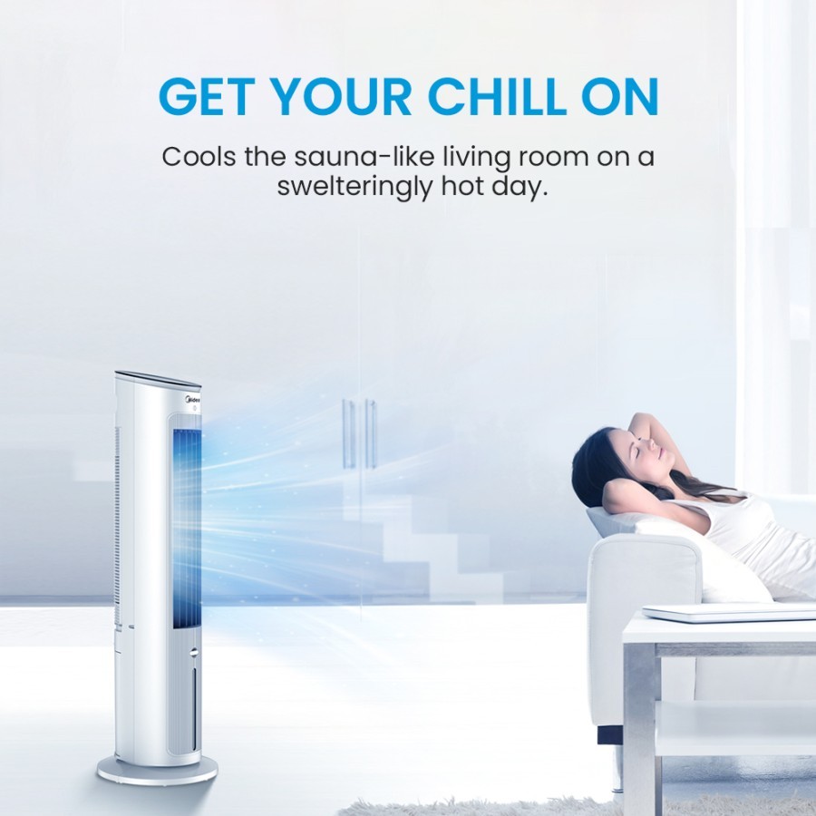 Jual AIR COOLER Midea Tower Fan Air Cooler 4in1 MAC400R0APW 4L Ionizer ...