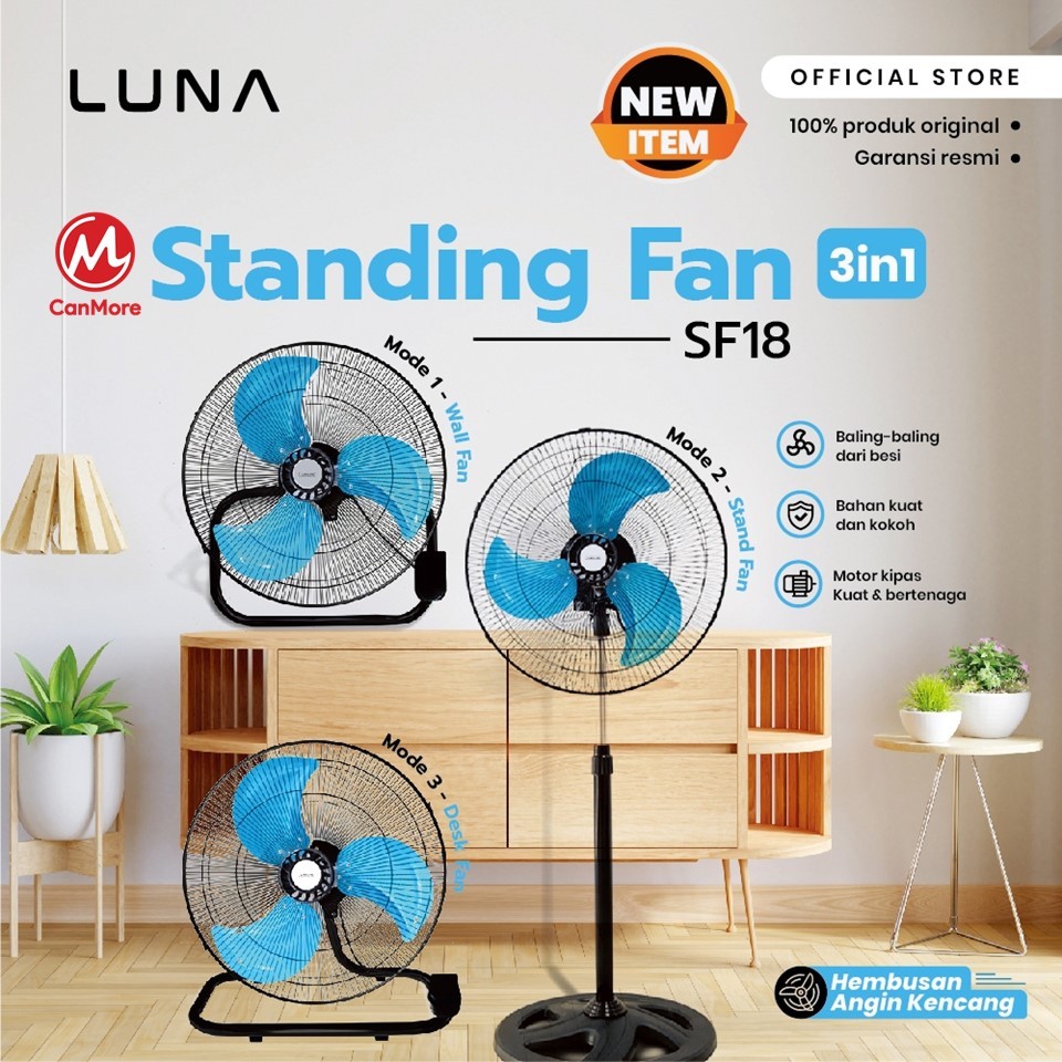 Jual Luna Kipas Angin Stand Fan SF-18 / Kipas 3in1 / Kipas Berdiri Meja ...