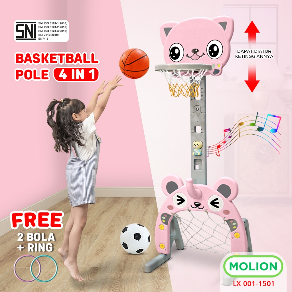 Jual MOLION SNI Tiang Basket Anak 4in1 Multifungsi Ring Basket Ball ...
