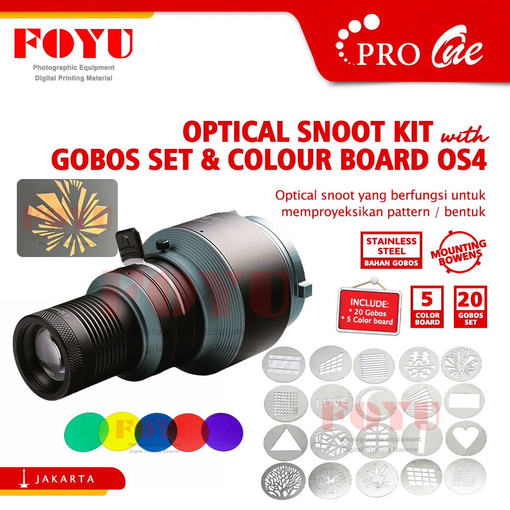Jual Optical Snoot Kit Gobos Set Fresnel Lensa Fix Bowens Mount Pro One ...