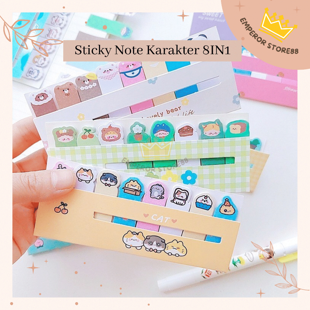 Jual Sticky Note Karakter 8 IN 1 Tempelan Kertas Catatan 120 Lembar ...