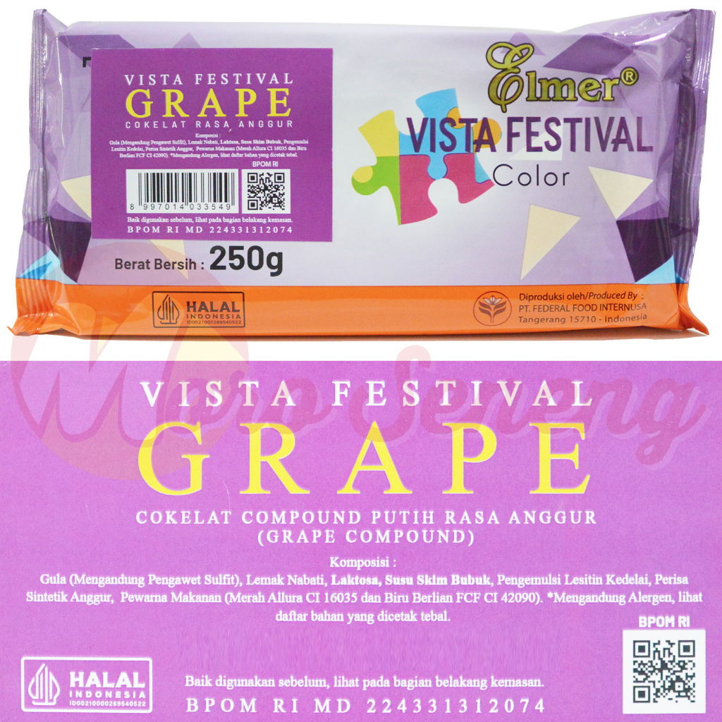 Jual Elmer Vista Grape 250 gram Coklat Ungu Anggur 250gr | Shopee Indonesia