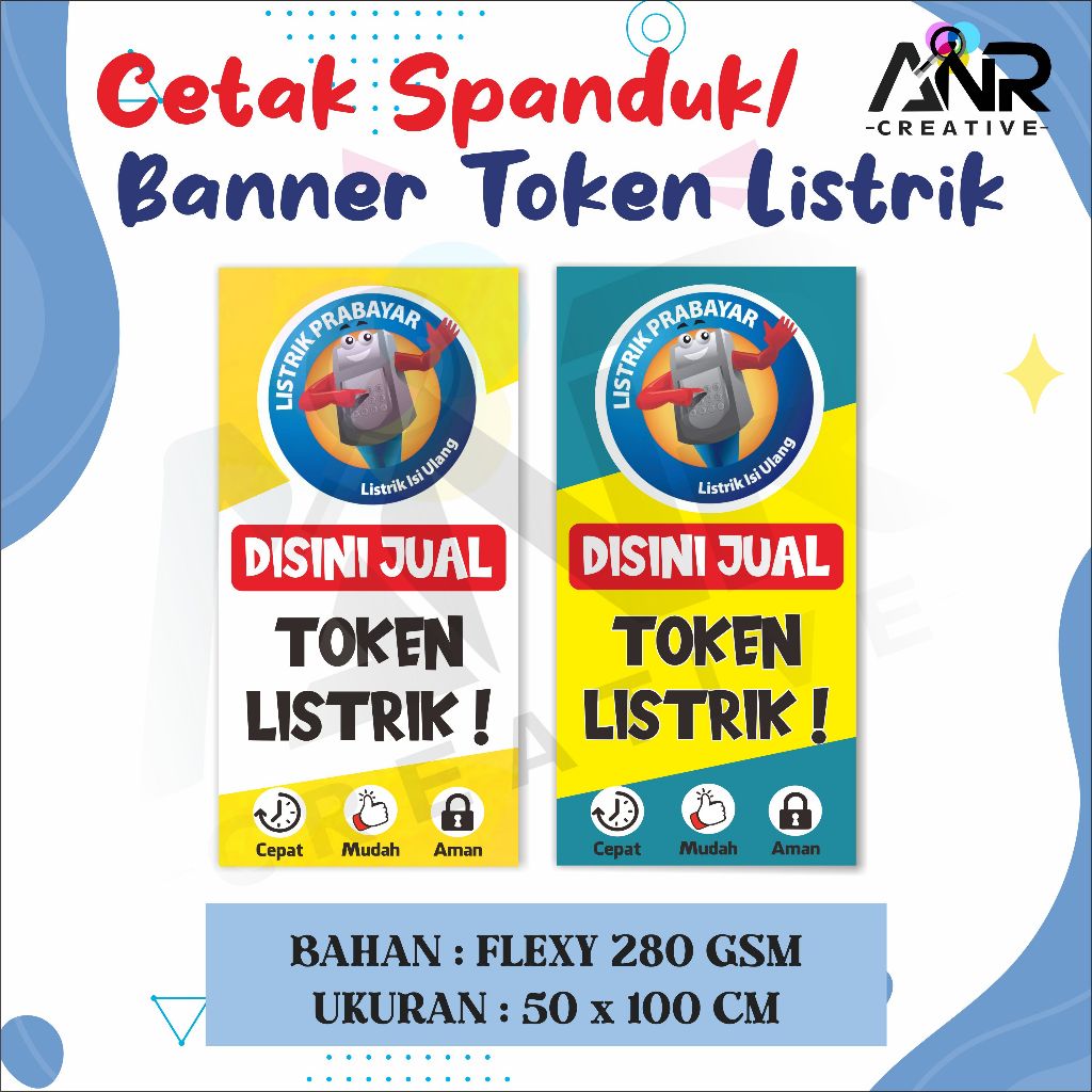 Jual SPANDUK KONTER/ SPANDUK TOKEN LISTRIK / BANNER ISI TOKEN/ DEKORASI KONTER / BISA COD ...