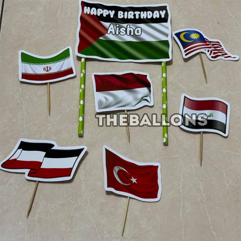 Jual Topper Cake Cake Custom Bendera Palestina | Shopee Indonesia