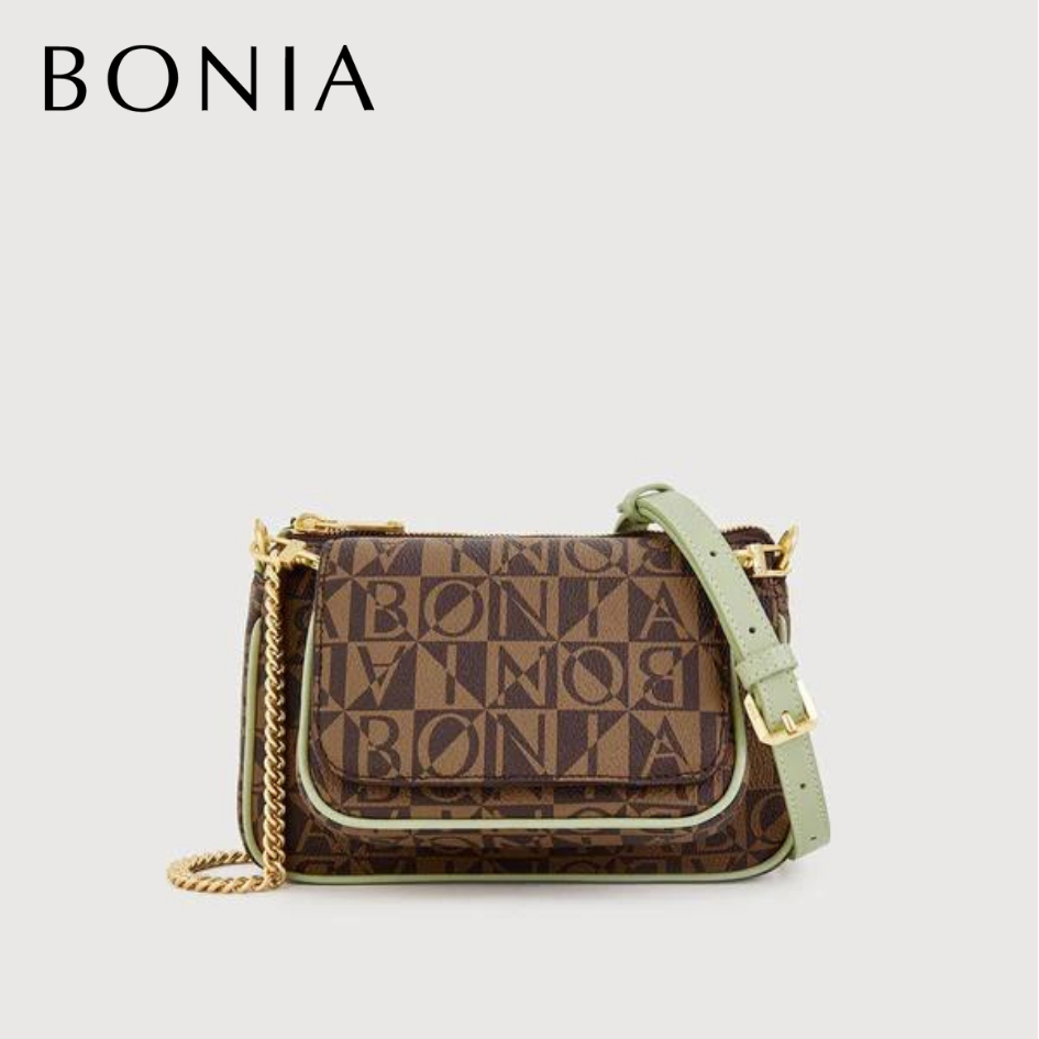 Jual Bonia - Eterna Monogram Crossbody Bag with Pouch Green | Shopee ...