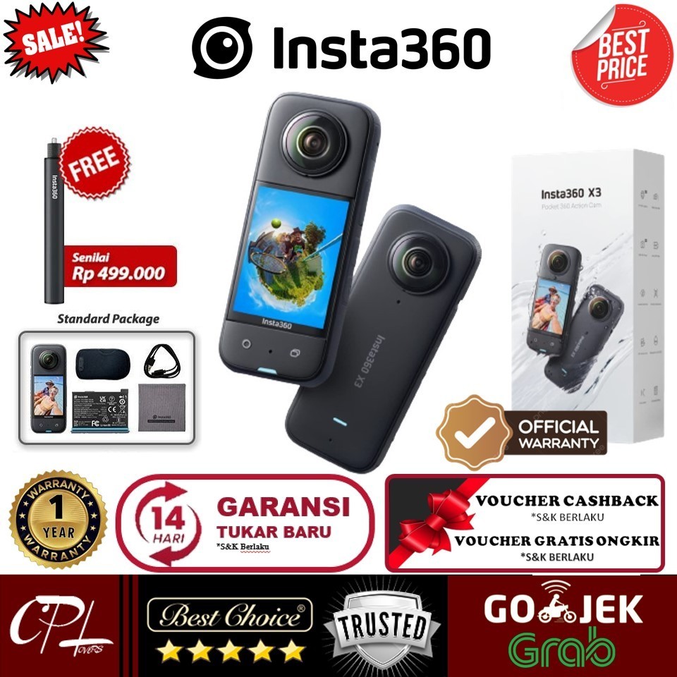 Jual Insta360 One X3 PAKET HEMAT FREE INVISIBLE STICK 360° Action ...