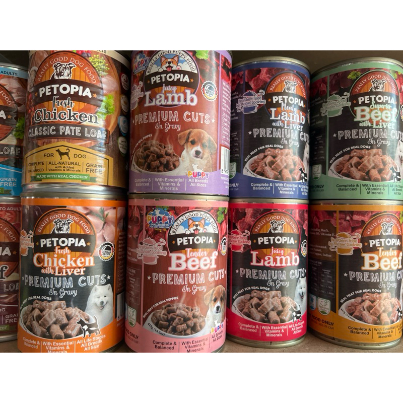 Jual Petopia dog kaleng premium cuts in gravy puppy adult chicken,lamb ...