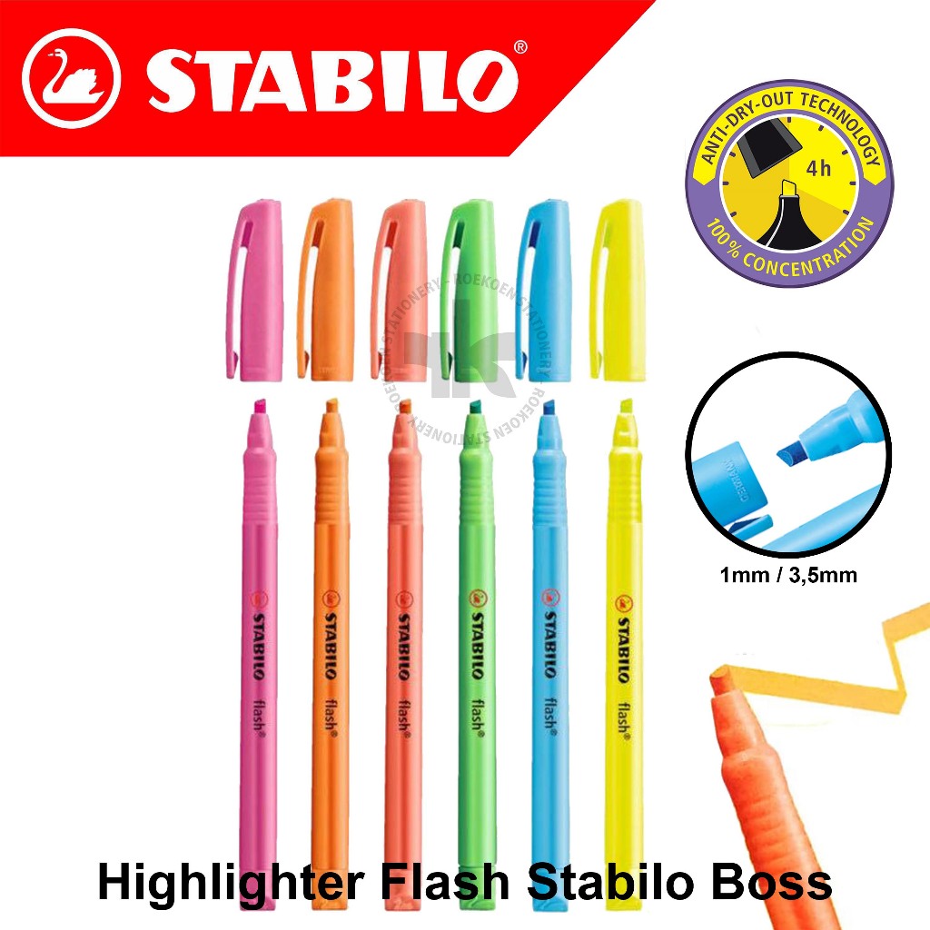 Jual Stabilo Flash Highlighter Panjang -Textliner Penanda Warna Buku ...
