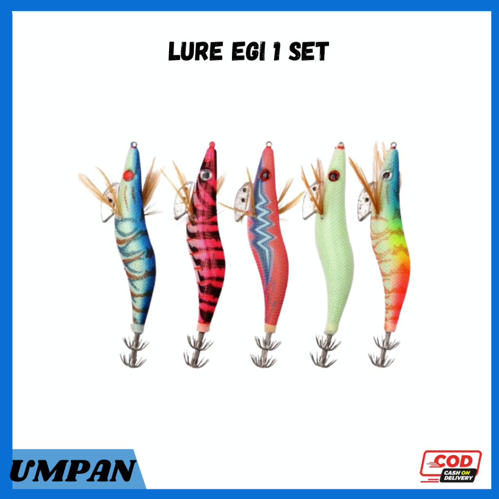 Jual Lure Egi 1 set isi 10pcs & 5pcs umpan mancing cumi bentuk udang ...