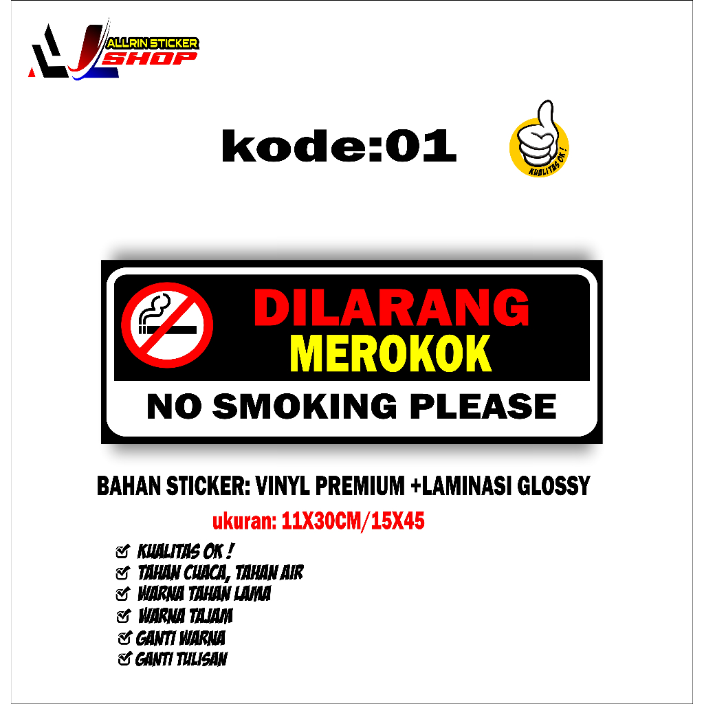 Jual Sticker Dilarang merokok / Sticker No Smoking/Smoking Area ...