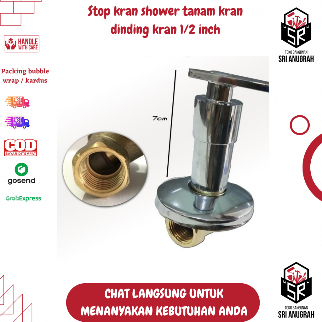 Jual Stop kran shower tanam kran dinding kran 1/2 inch | Shopee Indonesia