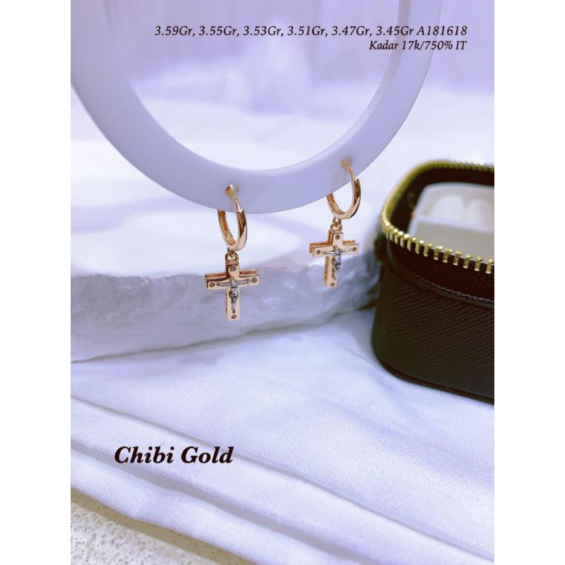 Jual CHIBI GOLD - Anting salib italy emas 750 kadar 17k chibigold ...