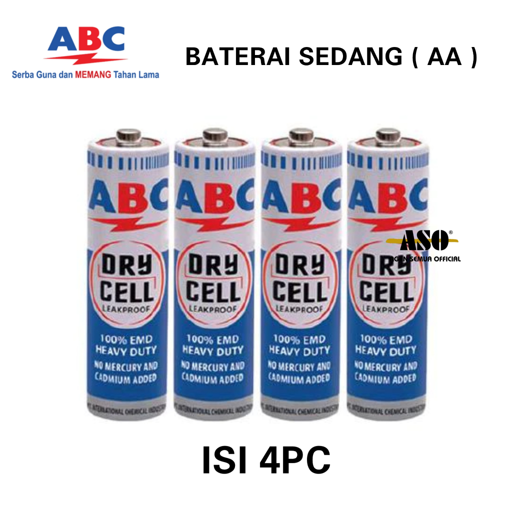 Jual BATERAI ABC AA Zinc R6 biru ( ISI 4 ) PROMO !!! | Shopee Indonesia