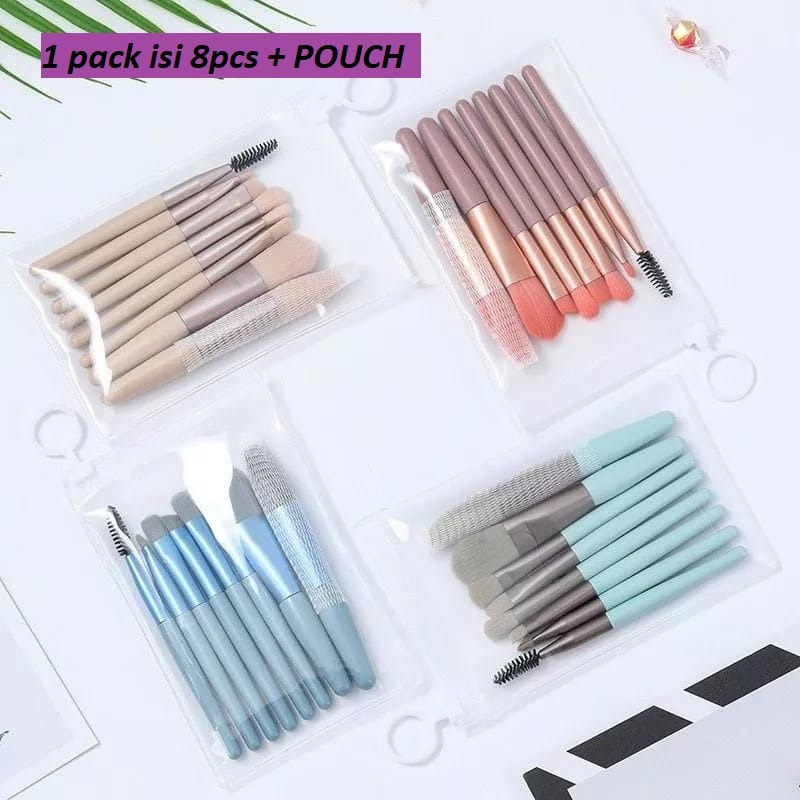 Jual HM104 Kuas Make Up 8Pcs + Pouch Kuas Set Make Up 8pcs Set Mini ...