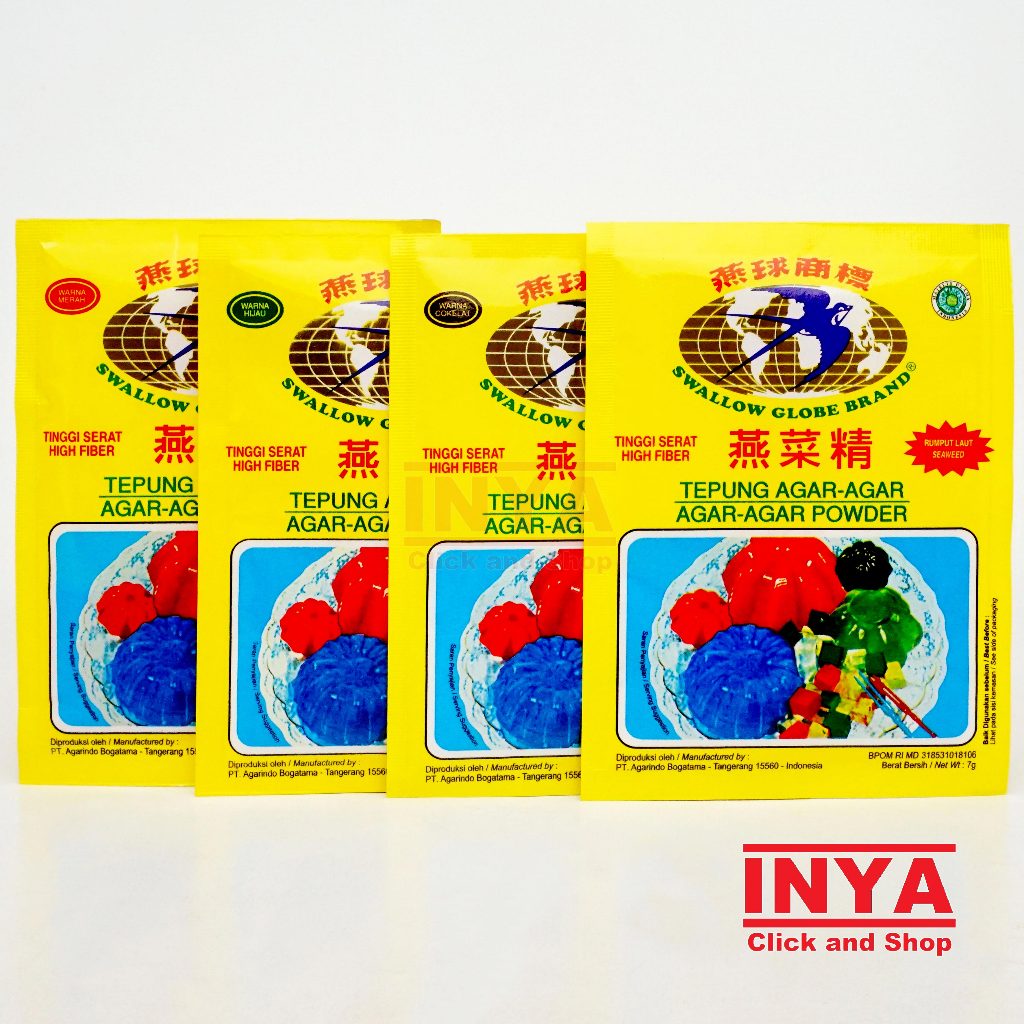 Jual Swallow Globe Brand Tepung Agar-Agar Rumput Laut Colour 7gr Sachet ...
