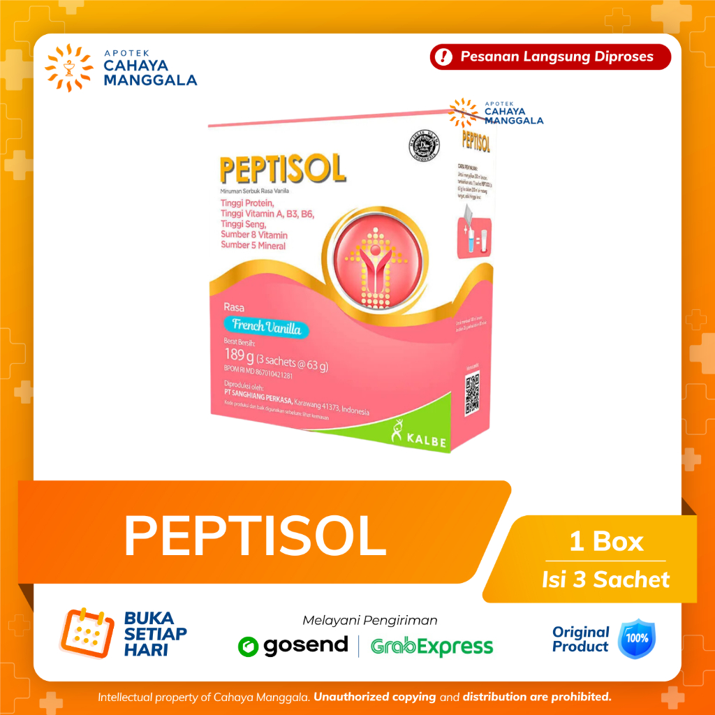 Jual PEPTISOL NUTRISI TINGGI PROTEIN BOX 189 GRAM (VANILA) | Shopee ...