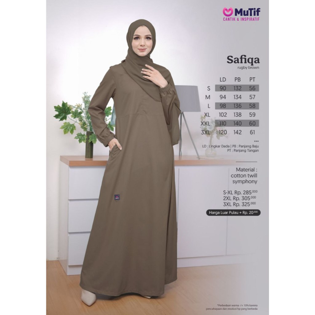 Jual Mutif | Safiqa Brown | Dress Muslimah / ORI 100% | Shopee Indonesia
