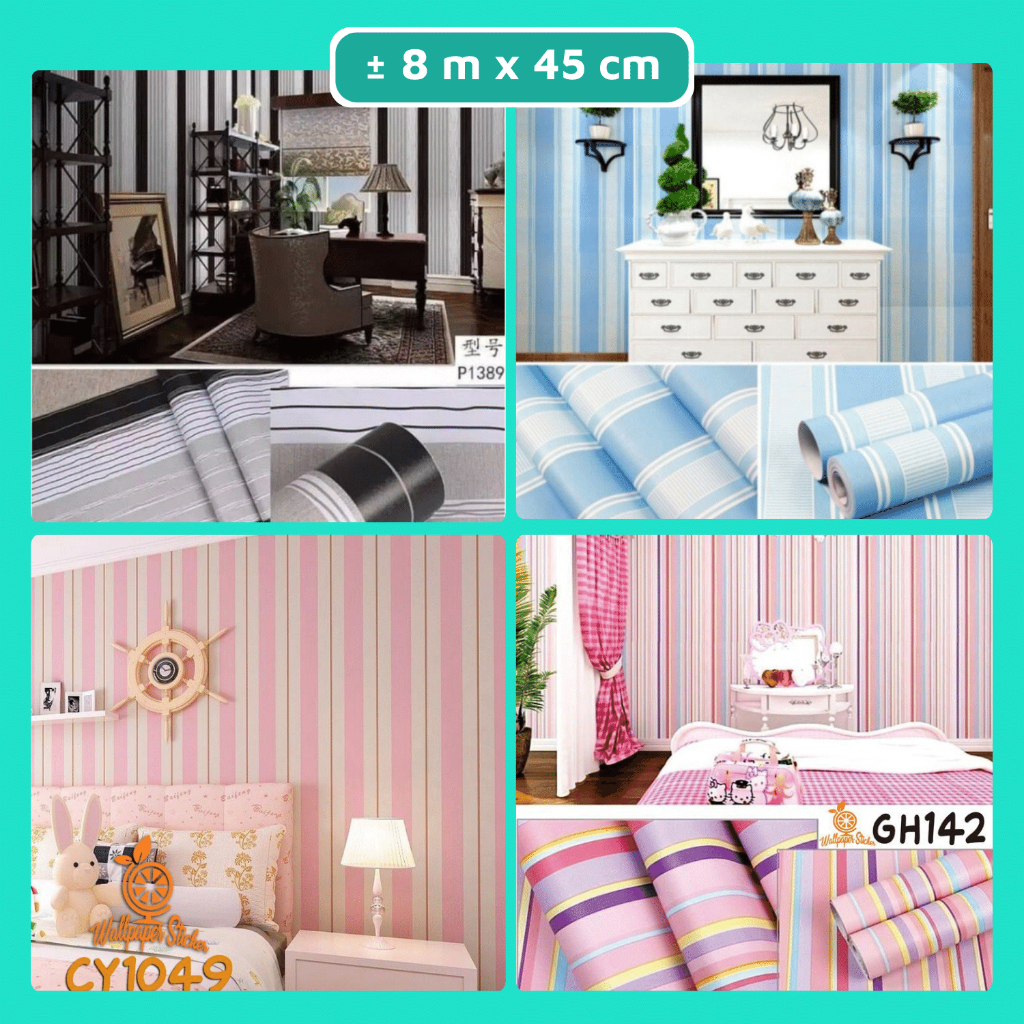 Jual Wallpaper Dinding Ruang Tamu Motif Garis Salur Wallpaper Dinding Kamar Tidur Wallpaper ...