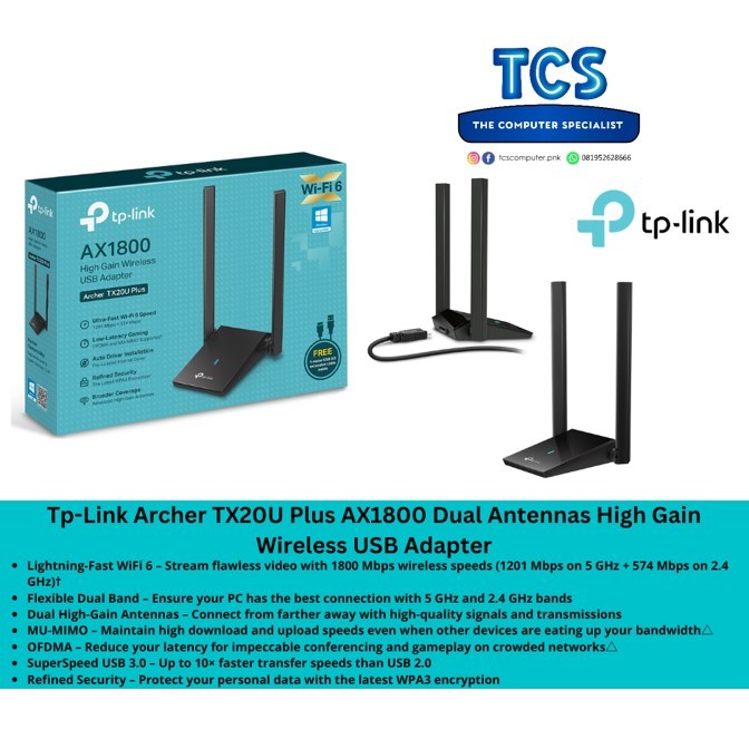 Jual Tp-Link Archer TX20U Plus AX1800 Dual Antennas Wireless USB ...