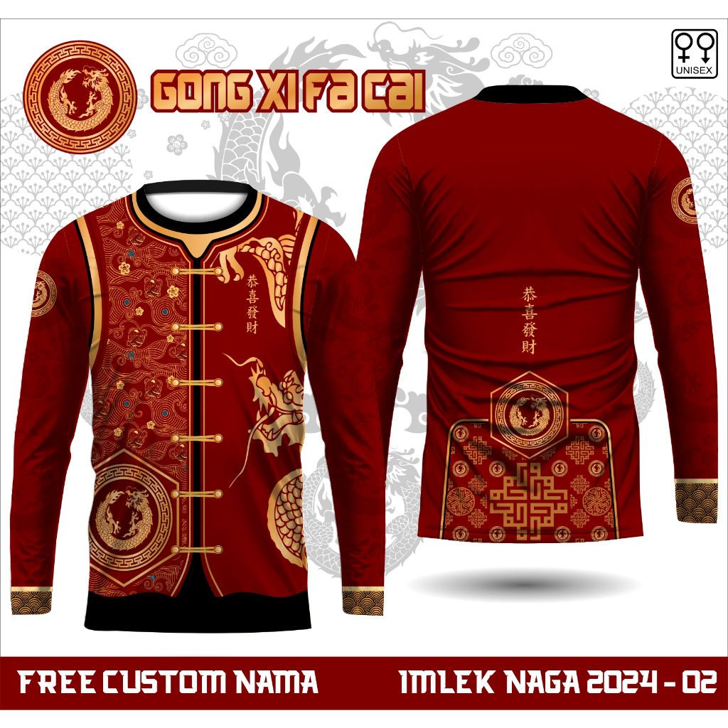 Jual Cheongsam Pria lengan panjang baju imlek 2024 jersey imlek 2024 ...