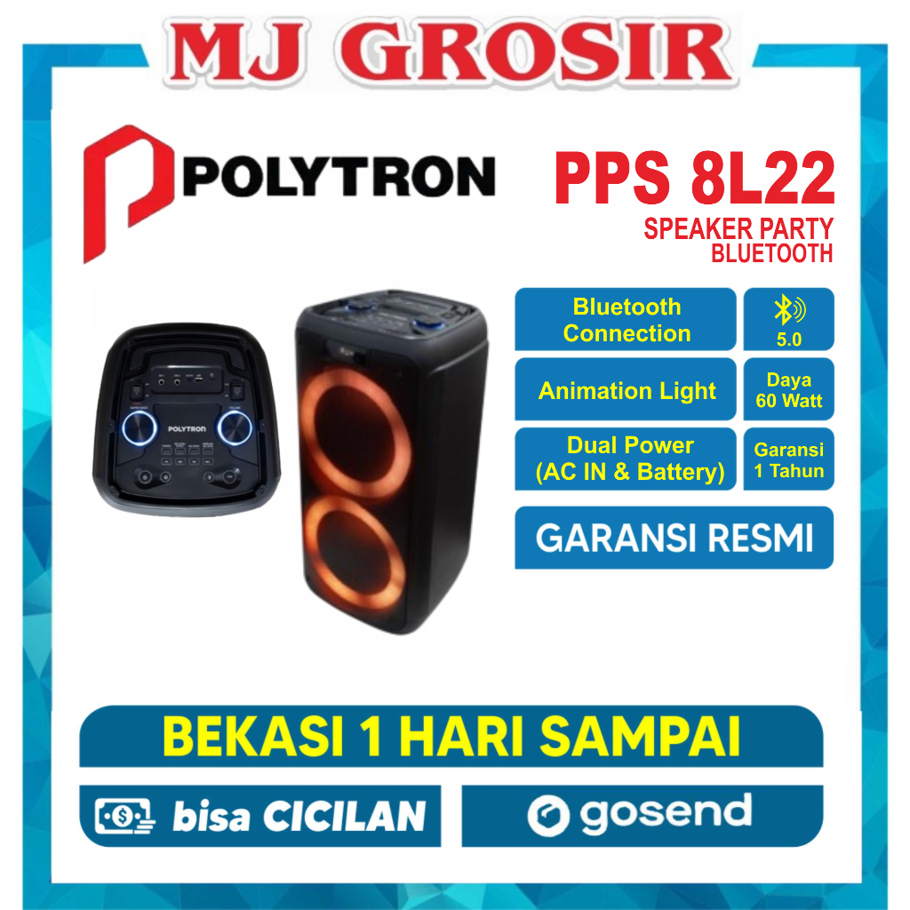 Jual POLYTRON SPEAKER AUDIO PARTY PPS 8L22 PPS8L22 USB BLUETOOTH ...
