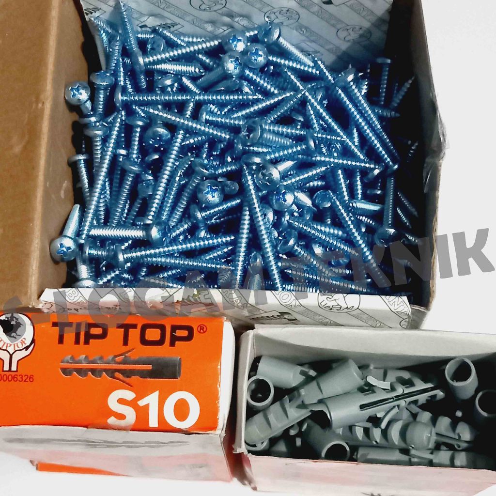 Jual 50 pcs Sekrup P 10 x 2" + Wall Plug S10 Fastener Nylon Insert Plug ...
