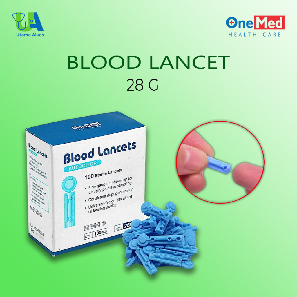 Jual BLOOD LANCET | 28 G | ISI 100 PCS | ONEMED | Shopee Indonesia