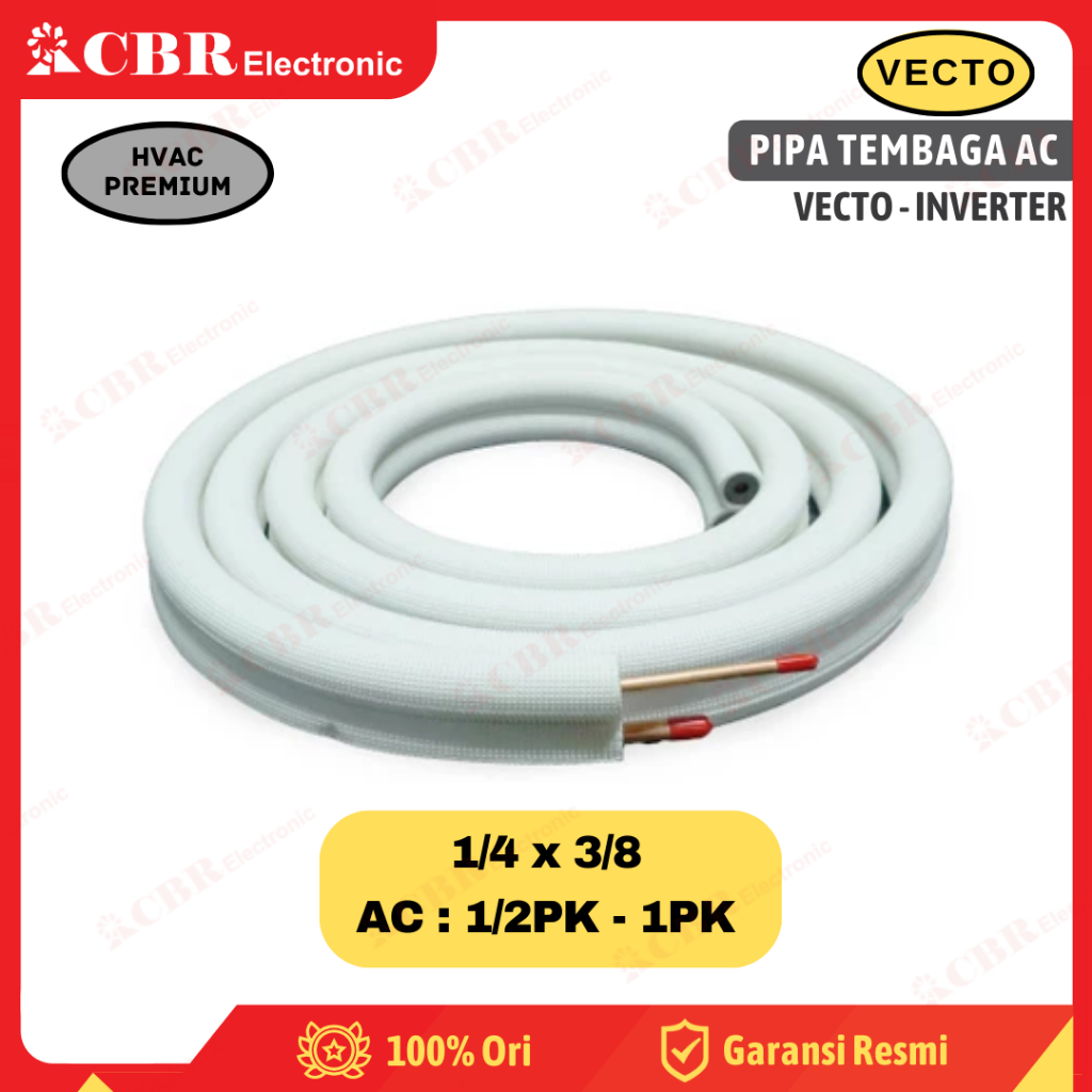 Jual Pipa Tembaga AC VECTO 1/4 x 3/8 ( 1/2 PK - 1PK ) Inverter Quality ...