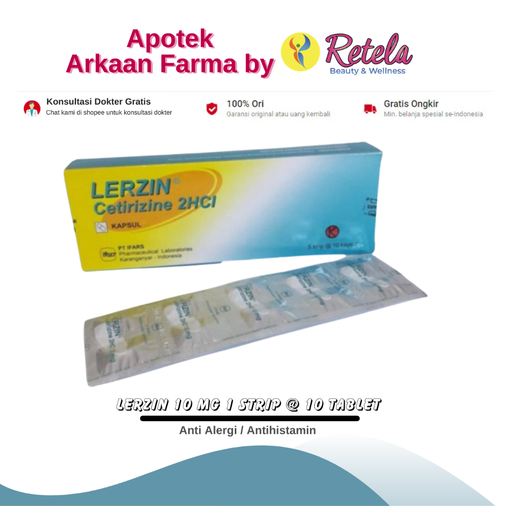 Jual Lerzin 10 Mg 1 Strip @ 10 Tablet / Cetirizine / Anti Alergi ...