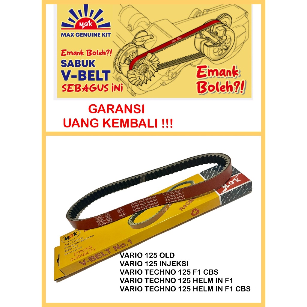 Jual MGK VANBELT V-BELT VARIO 125 OLD, TECHNO 125 F1, TECHNO 125 HELM ...