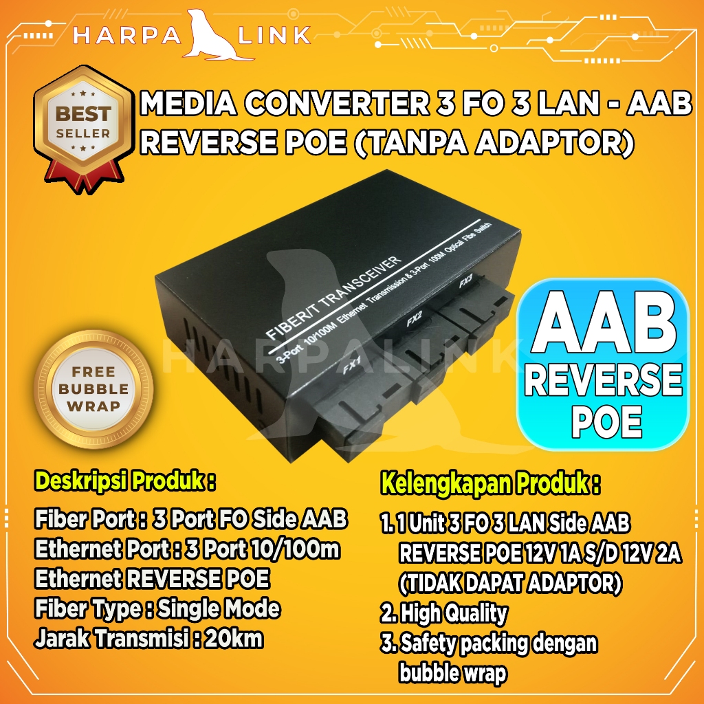 Jual Media Converter 3 FO 3 LAN 3 SC 3 RJ45 3F3E POE 10/100 Mbps Casing ...