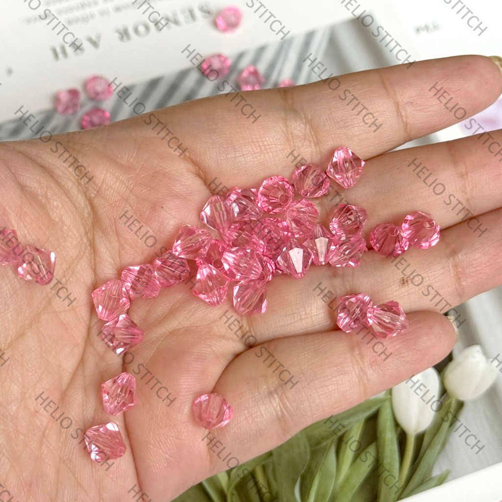 Jual [Pilih Warna] 10 gr Manik-manik Transparan bentuk Diamond Bicone 8 ...