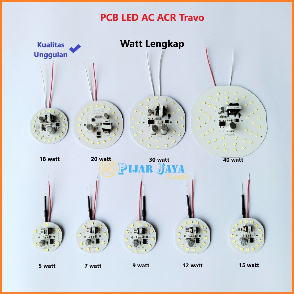 Jual PCB LED AC ACR Travo Watt Lengkap 5 7 9 12 15 18 20 30 40 Watt ...
